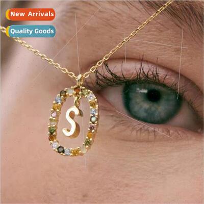 Europe Spain PD color zirconia 26 letters necklace niche col