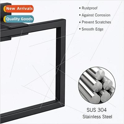 No-punch stainless steel bathroom towel rack coat hook black