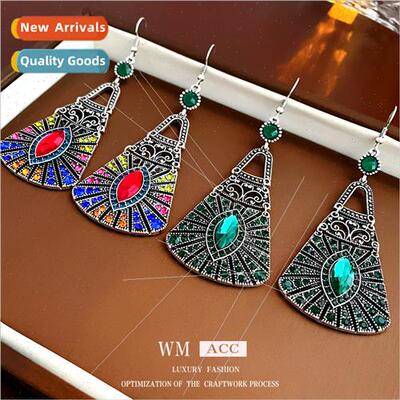 Diamond hollowed out do old trapezoidal water drop ear hook