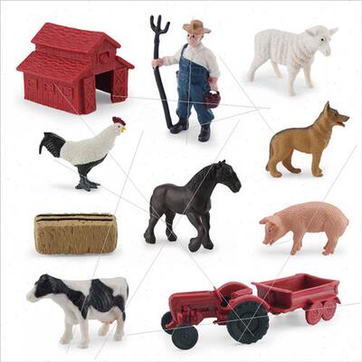 Sheepdog Shire Horse Ewe Holstein Rooster Pig Cow Farm fe Sc