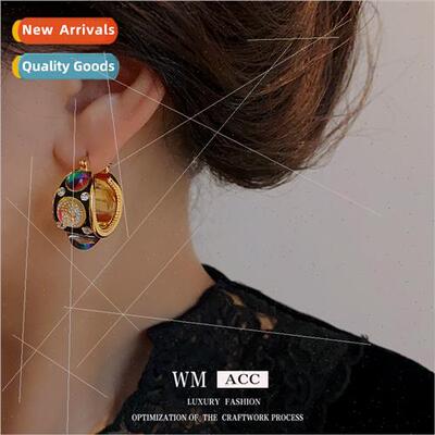 Antique Circle Earrings Electroplated Colored Beads Baroque