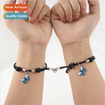 Couple Bracelet Colorful Butterfly Pendant Love Magnetic Cla