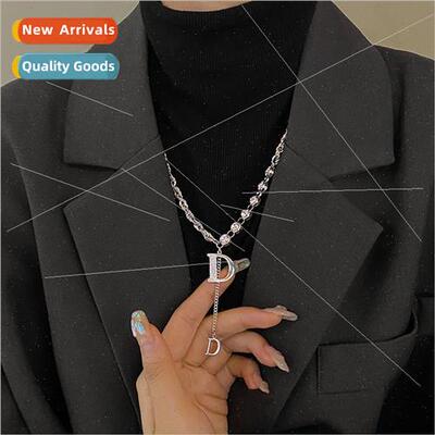 Letter D necklace women ins tide niche hip hop bodysu chain