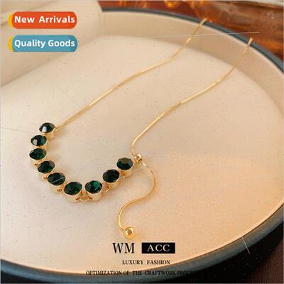 Electroplated emerald zirconia necklace Korea ins necklace f