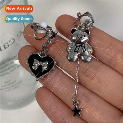 Bear star pendant love bow wh diamond earrings whout ear hol