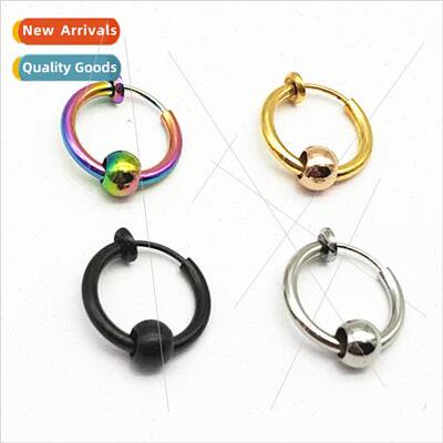 Korea black punk earrings tanium steel whout ear holes men e