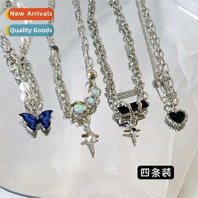 New Twisted Gemstone Necklace Combo Set Butterfly Pearl Patc