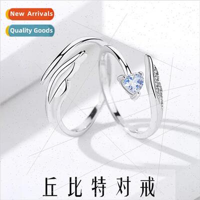 New Cupid Feather Couple Pair Rings Couple Pair Female Niche