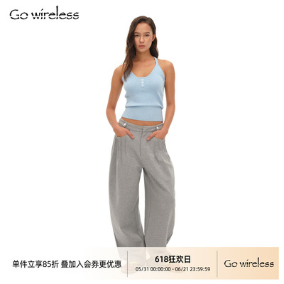 经典重织叠褶宽松阔腿卫裤女