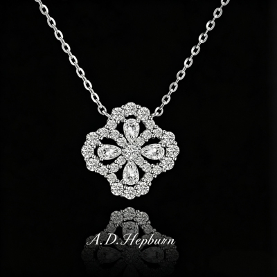 A.DHepburn四叶草纯银不掉色项