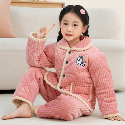 男童宝宝三层加厚款夹棉家居服