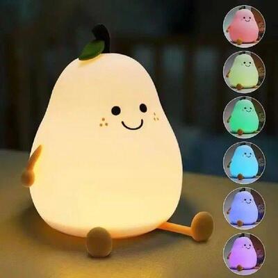 Pear Shaped Night Lights for Kids Cute Silicone Dimmable
