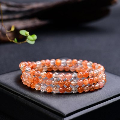 天然阿鲁沙三圈手链 5mm 金太阳绿柱石 冰透 XL162