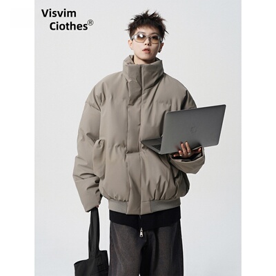 VISVIM BESSEL短款夹克棉服男美式立领面包服高街痞帅机车皮棉衣