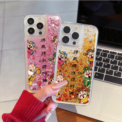 适用vivox80/x90五个财神s17/s18pro流沙壳s10/s12手机壳y76s/y77新年款iqoo10/11顺风顺水iqooneo6/neo7个性