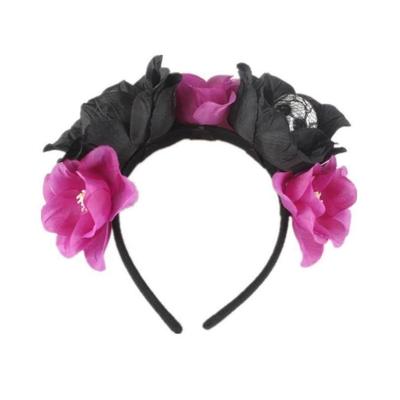 Halloween Horror Skull Lace Headband Artificial Flower wreat
