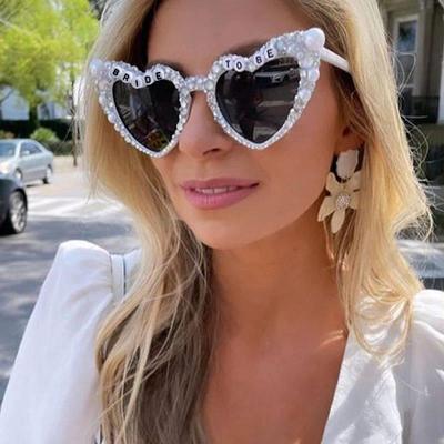 Pearl Bride to be Sunglasses Bachelorette Party Heart Glasse
