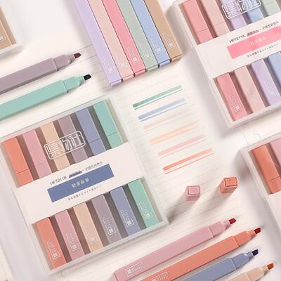 JIANWU 6pcs/set Soft Tip Highlighter Light Color Kawaii Mark