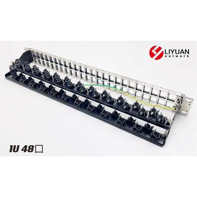高密度48口1U屏蔽配线架六类屏蔽配线架1U48口空口配线架