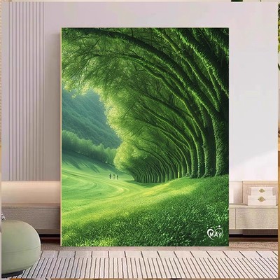 林荫大道成品装饰画仿油画风景宫崎骏绿色森林唯美卧室客厅摆挂画