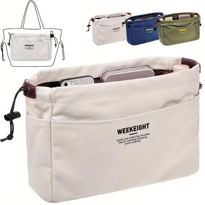 Drawstring Canvas Storage Organizers Multi-Pockets Liner Bag