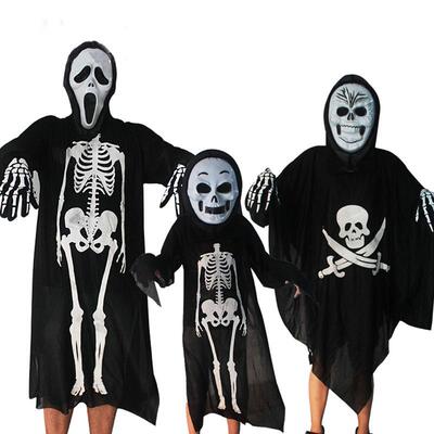 Halloween cosplay skeleton clothes mask gloves costume party