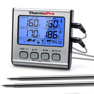 TP17 Dual Probe Outdoor Cooking Meat Thermometer Large LCD B