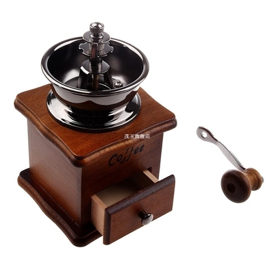 Manual coffee grinder Wood metal hand mill Spice mill wood c