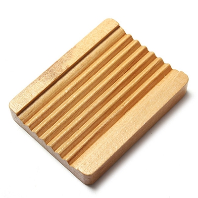 Trapezoid Natural Wood Soap Tray Holder Plate Dish Box Case