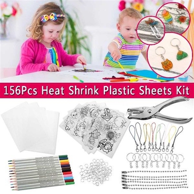 156/182Pcs Heat Shrink Plastic Sheets Kit Shrinky Art Paper