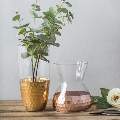 Gold Foil Glass Vase For Home Decoration Flower Vase Figuri