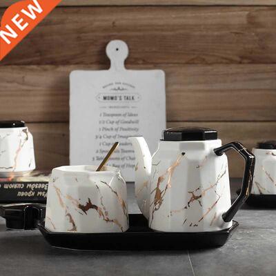 Creative simple marbled gilt ceramic seasoning jar combinati