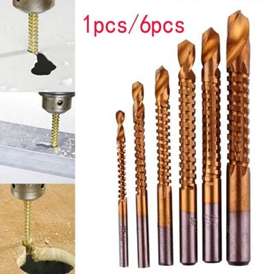 1pcs/6PC titanium plated woodworking serrated drill slot dri