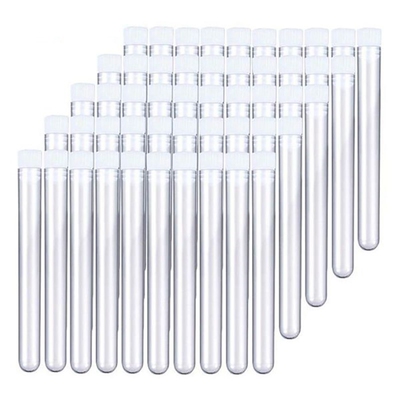 200Pcs Clear Plastic Test Tube with Cap 12X100mm U-Shaped Bo