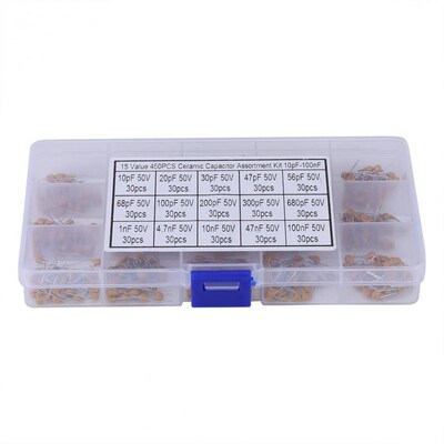 450pcs 15 Value 10pF-100nF Multi-layer Ceramic Capacitor Ass