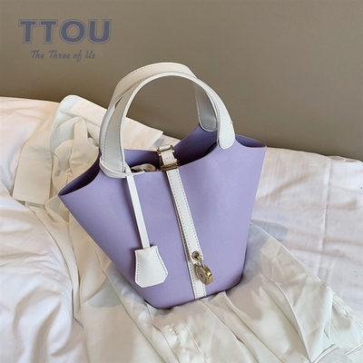 Casual Solid Color Ladies Bucket Bags High Quality Pu Leath