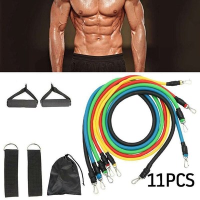 11PCS Resistance Band Set Yoga Pilates Latex Exercise Fitnes