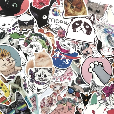 50pcs Cute Cat Style Cartoon Kitten Stickers For Computer P
