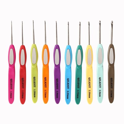 10pcs Plastic Handle Aluminum Crochet Hooks Yarn Knitting Ne