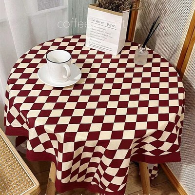 速发棋盘格桌布高级感复古照子喜庆桌垫氛围拍格道具茶几野餐布复
