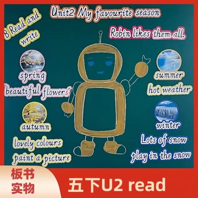 人教版英语五年级下册Unit2 B read and write板书黑板贴纸