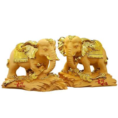 招财大象摆办公室客厅玄关送电GY024视柜件摆设装饰公品司开业乔