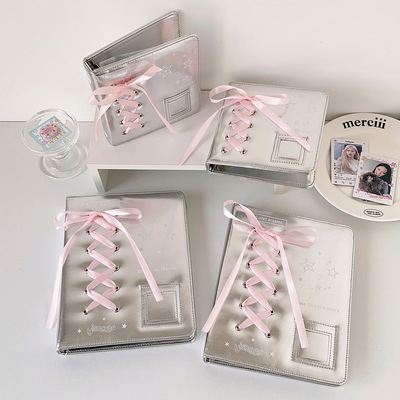 MINKYS PU Leather Silver A5 Kpop Photocards Collect Binder