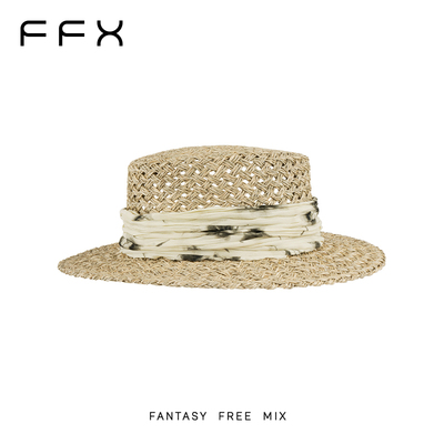弗弗西FFX咸草复古法式平顶礼帽草帽女高端夏天光韵法式草编帽子