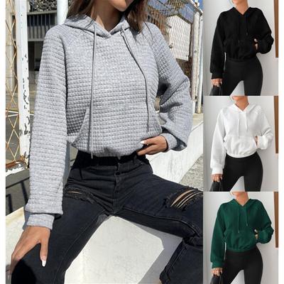 women waffle collar hoody pullover sweatshirts spring