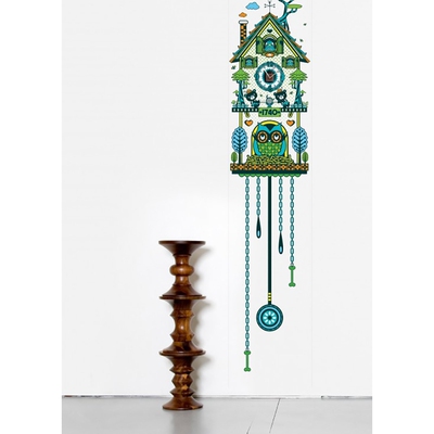 法国Moustache Black forest moment blue 卡通猫头鹰墙纸壁纸