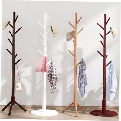 Big coat rack stand clothes holder hat hanger wooden cloth