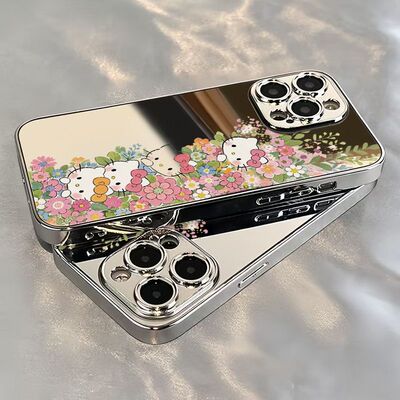 春天花朵凯蒂猫适用vivoS30Promini手机壳Z5x镜面S20s19s18s17s16电镀X300X200x100Sx90x80x70x60x50学生T1x