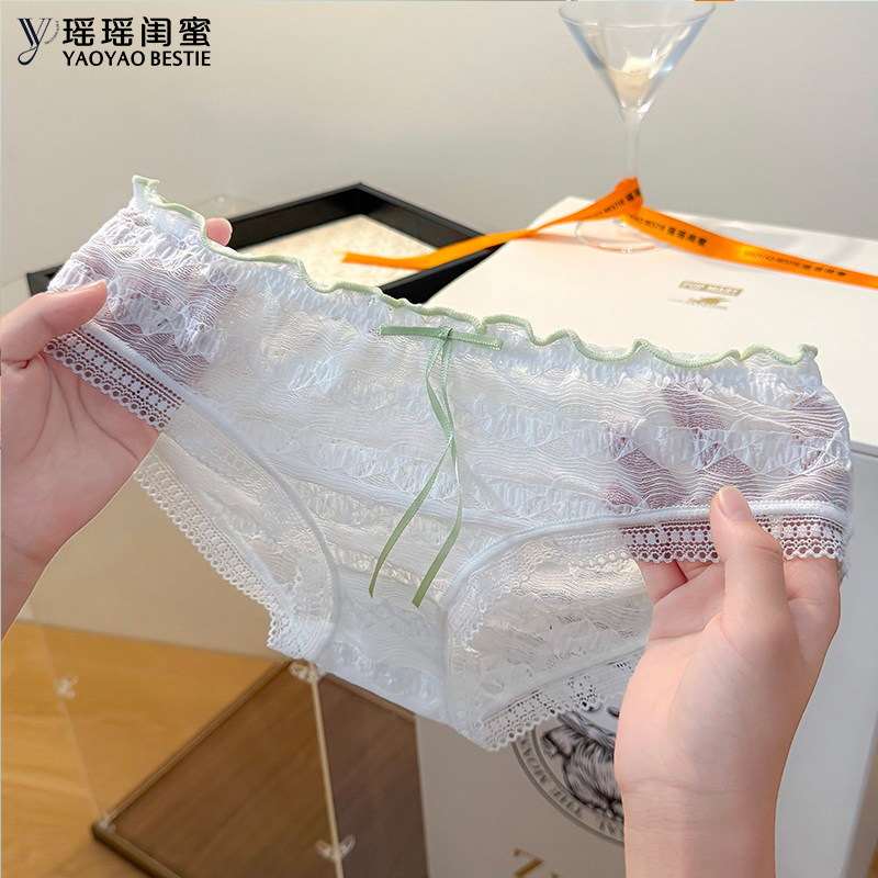 纯欲风日系少女甜美夏季蕾丝内裤女薄款舒适透气棉裆女士三角裤头