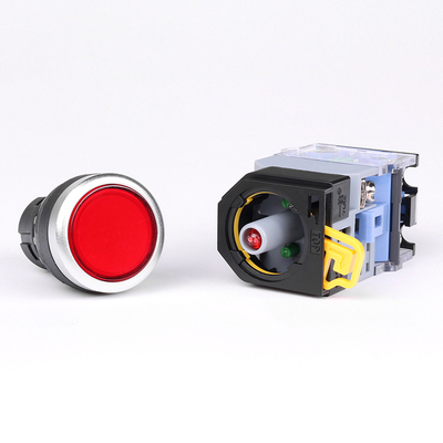 高品质LA38系列带灯按钮22mm自复位点动按钮开关 24V220V自锁启停
